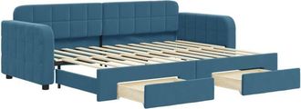 vidaXL Tagesbett Ausziehbar mit Schubladen Blau 80x200 cm Samt vidaXL