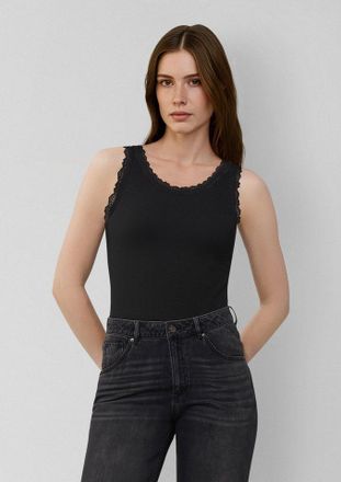 s.Oliver Muscleshirt T-Shirt Tanktop mit Spitzenbesatz