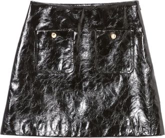 Claudie Pierlot jupe en cuir à détail de poche - Noir