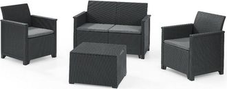 Keter Set 2 Sessel + Sofa + Couchtisch EMMA LOUNGE Graphit