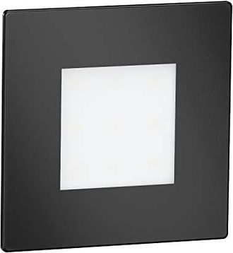 LEDs Com 6 pi&egrave;ces Lumi&egrave;re descalier LED/lampe murale encastr&eacute;e FEX pour lint&eacute;rieur et lext&eacute;rieur, rectangulaire, noir, 85 x 85mm, bleu