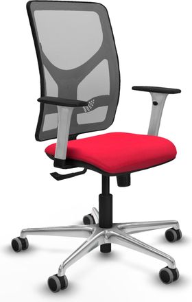 Piqueras y Crespo B&uuml;rostuhl, rot, mit wei&szlig;en und schwarzen Armlehnen, h&ouml;henverstellbare Lendenwirbelst&uuml;tze, ausgestattet mit 3 Positionen und Schaumstoff. Grau/Rot