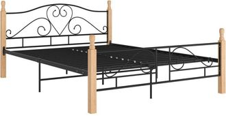 vidaXL Bettgestell mit Kopfteil ohne Matratze Schwarz 140x200cm Metall Vidaxl