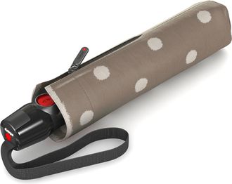 Knirps T.200 Taschenschirm Duomatic DOT Art Taupe - Windkanal getestet - stabil, zuverl&auml;ssig