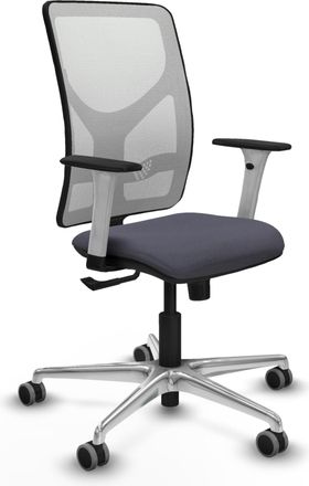 Piqueras y Crespo Schreibtischstuhl mit hoher R&uuml;ckenlehne, mit wei&szlig;en und schwarzen Armlehnen, h&ouml;henverstellbare Lendenwirbelst&uuml;tze, mit 3 Positionen, Wei&szlig; / Dunkelgrau