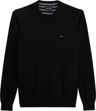 Eden Park Homme, Pulls, Noir, Taille: S Pull en coton à logo brodé