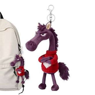 Generic Porte-cl&eacute;s cheval en peluche douce, 1 pi&egrave;ce, porte-cl&eacute;s ann&eacute;e du cheval, breloque animal sac &agrave; dos, accessoire de transport l&eacute;ger, pour cadeau dannive
