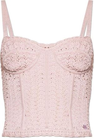 Dolce & Gabbana Femme, Tops, Rose, Taille: 36 FR Crochet Bustier