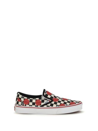 Valentino Garavani Mens Slip-On Sneakers Orchid Cream-Black Cream-Black-Pure Red-White Upper Cotton Trainers Cream/black/pure Red/white