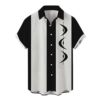 Generic Chemise de croisi&egrave;re tropicale hawa&iuml;enne avec palmiers cara&iuml;bes pour homme - Chemise d&eacute;contract&eacute;e ample &agrave; manches courtes boutonn&eacute;e - Chemise de plage