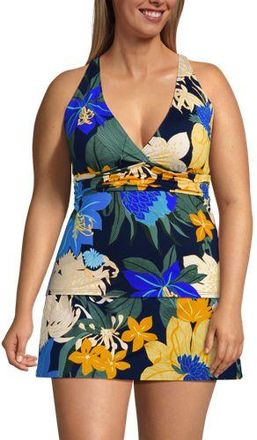 Lands End Tankinitop mit V-Ausschnitt, Damen, Größe:52-54 plus, Blau, Nylon-Mischung, by Lands End