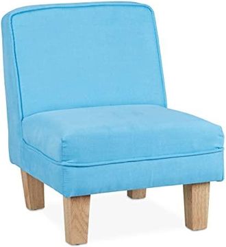 Relaxdays Kindersessel, f&uuml;r Jungen & M&auml;dchen, Kleiner Sessel f&uuml;r Kinderzimmer, HBT: 60 x 45 x 52 cm, Minisessel, blau