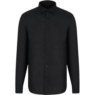 A|X Armani Exchange Mens Regular, Sur Ton Embroidered Logo Hemd, Black, Large