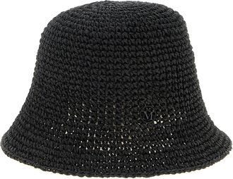 Maison Michel Crocheted Straw Bucket Hat - Black