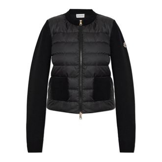 Moncler Femme, Pulls, Noir, Taille: 42 FR Cardigan avec devant matelass&eacute;