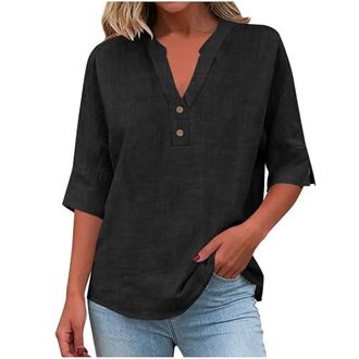 Generic T-shirt en lin pour femme, t-shirt d&eacute;t&eacute; basique &agrave; manches courtes d&eacute;contract&eacute; ample, t-shirt de sport pour femme, surdimensionn&eacute;, tendance, t-shirt d&eacute;
