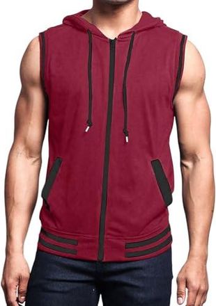 Generico Débardeur sans manches pour homme Coupe muscle avec imprimé pour la plage Confortable et élastique T-shirt de sport de culturisme, rouge, XL