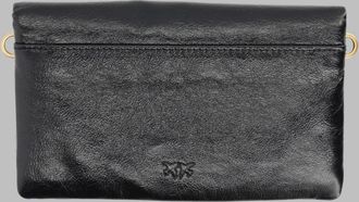 Pinko Womens Clutch Bag Black Calf Leather