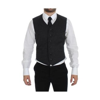 Dolce & Gabbana Elegante Graue Wollmischung Kleid Weste - - Jackets - Herren - Grau - M