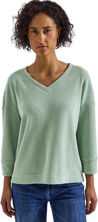 Street One Damen 3227721 Kuscheliges V-Neck Shirt, Serene Green, 40