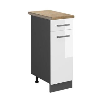 Vicco Meuble cuisine R-Line, Blanc Haute brillance, 30 cm, PT Chêne, Vicco