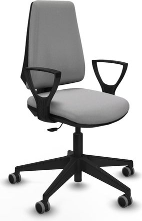 Piqueras y Crespo Elche B&uuml;rostuhl mit festen Armlehnen, ausgestattet mit Permanentkontakt und Schneidschaum, 65 mm Rollen, Parkett, Hellgrau