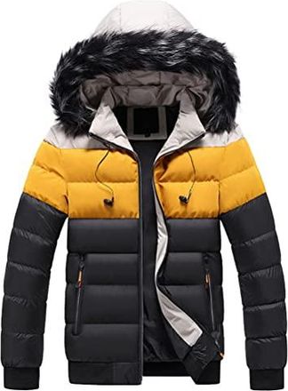 ORANDESIGNE Blouson Matelassé Homme Doudoune Légère Veste Hiver Chaud avec Fourrure pour Capuche Couleur Unie Parka Slim Manteau Manche Longue Puffer Jacket Veste