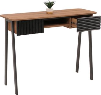 Mendler Konsolentisch HWC-O40, Telefontisch Flur-/Beistelltisch, Ablage Schublade MDF Melamin Metall 88x110x40cm - Natur