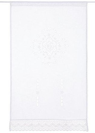 Home Fashion Home fashion 023/715-0105 100X0060CM Fensterbehang Leinenstruktur Bestickt, Stoff, Weiß, 100 x 60 cm