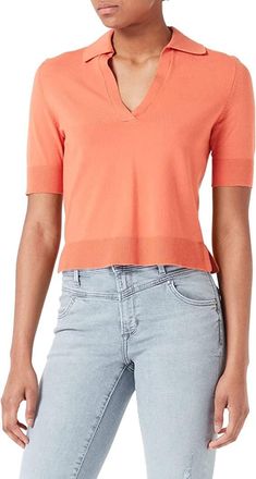 s.Oliver Damen Polokragen, Pullover mit Polokragen kurzarm, Orange, 42 EU