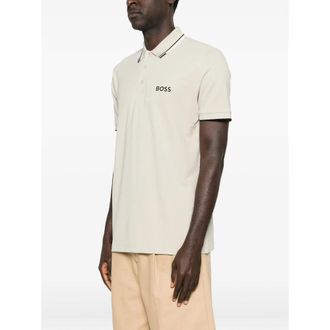 HUGO BOSS Striped-Collar Polo - Beige