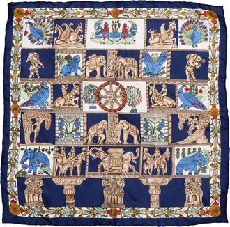 Herm&egrave;s T&uuml;cher & Schals - Hermes Classic Torana Silk Carre 45 Scarf Tuch - Gr. unisize - in Blau - f&uuml;r Damen