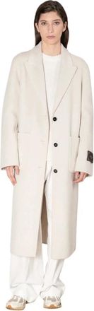 Palt&ograve; Femme, Manteaux, Blanc, Taille: 34 FR Long Manteau Crois&eacute; en Laine