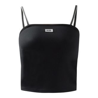 GCDS Gcds, Femme, Tops, Noir, Taille: 36 FR D&eacute;bardeur c&ocirc;tel&eacute;