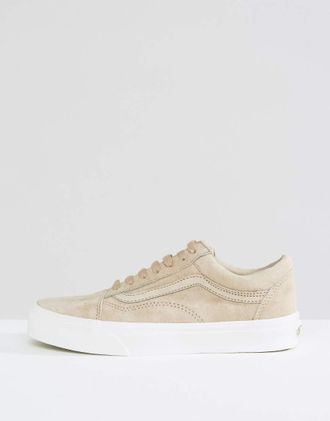 Vans Old Skool - Baskets en daim de qualit&eacute; sup&eacute;rieure - Beige-Blanc