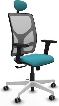 Piqueras y Crespo Stuhl mit Rollen f&uuml;r PC mit 2D-Armen, h&ouml;henverstellbare Lendenwirbelst&uuml;tze und festes Kopfteil, ausgestattet mit 3 Positionen und Schneidschaum, Grau/