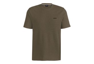 BOSS Kurzarmshirt Waffle T-Shirt mit Logo-Stickerei auf der Vorderseite