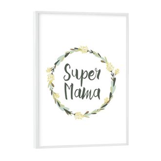 artboxONE Poster mit wei&szlig;em Rahmen 18x13 cm Typografie Supermama - Bild bl&uuml;mchen bl&uuml;mchen Familie