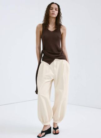 Mango Jean baggy taille mi-haute &eacute;cru - Femme - 32 - MANGO