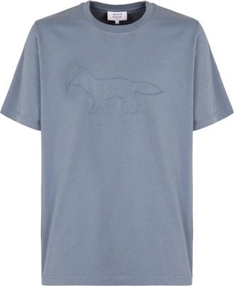 Maison Kitsun&eacute; Homme, Tops, Bleu, Taille: L Profile Fox Comfort T-Shirt