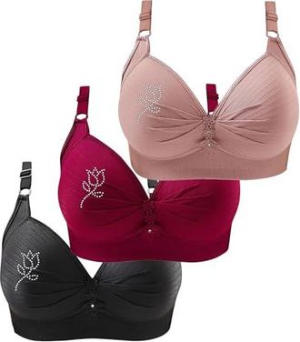 Generic Soutien Gorge sans Armature Anneau Mince sans Lacets sous-v&ecirc;tements de respirabilit&eacute; Confortable Grande Taille Brater Boucle Femme Soutien-Gorge col e