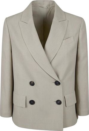 Brunello Cucinelli Femme, Vestes, Gris, Taille: 34 FR Veste Fluide en Twill de Viscose et Lin