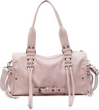 Generic Sac &agrave; &eacute;paule vintage pour femmes en cuir PU, sac r&eacute;tro style moto solide en couleur unie, grande capacit&eacute;, bandouli&egrave;re tendance pour le travail, les r