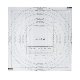 KitchenCraft Sweetly Does It Fondant-Ausroll-Unterlage als Back-Unterlage mit Ma&szlig;en f&uuml;r Tortendekoration und antihaftbeschichtetem Plastik [2 Teile] - 50 x 50 cm
