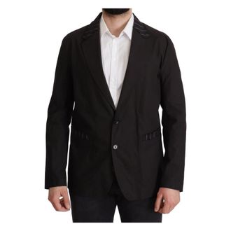 Dolce & Gabbana Eleganter Schwarzer Blazer aus Baumwoll-Wollgemisch - - Jackets - Herren - Schwarzk - XL