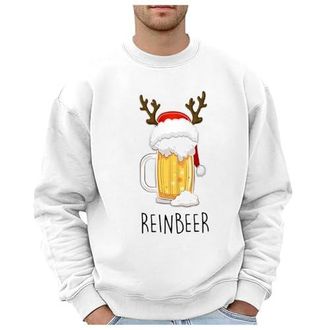 Generic Sweat &agrave; capuche style d&eacute;contract&eacute; pour homme Th&egrave;me verre &agrave; bi&egrave;re de No&euml;l, blanc, XXL