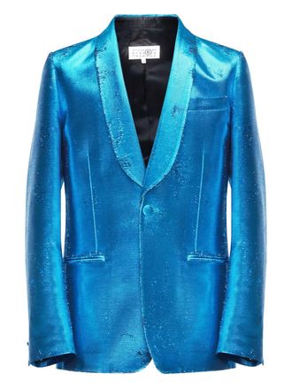 Maison Margiela blazer métallisé à col châle - Bleu