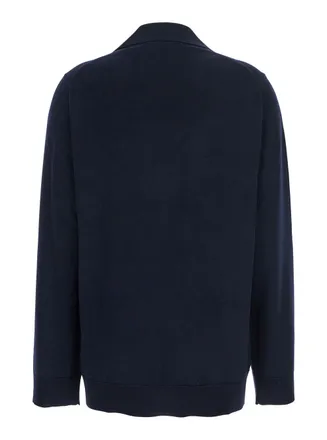 Gucci Womens Blue Polo Collar Sweater With Gg Logo Wool Top