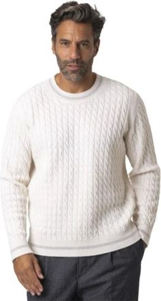 Eleventy Homme, Pulls, Blanc, Taille: M Pull en maille torsad&eacute;e &agrave; col rond