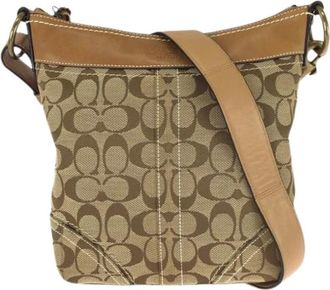 Coach Pre-owned Sac bandouli&egrave;re en toile signature et cuir - Femme - Pre-owned - Beige - Taille: ONE Size